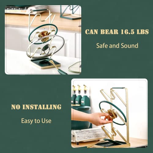 AIWFL Pot Lid Holders Lid Stand Lid Organizer for Utensils Rests in Kitchen Counter Gold