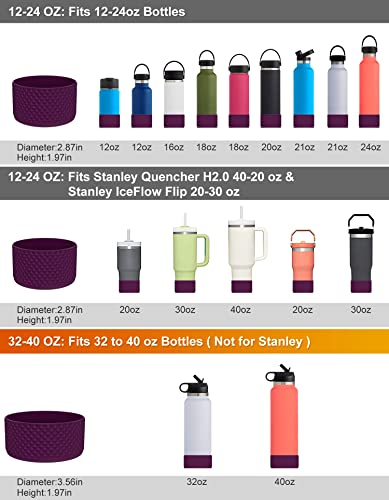 Affute Diamond Silicone Boot for Hydroflask Water Bottle and Other Stainless Steel Bottles 12 18 21 22 24 32 40 oz, (Eggplant, 12-24oz)