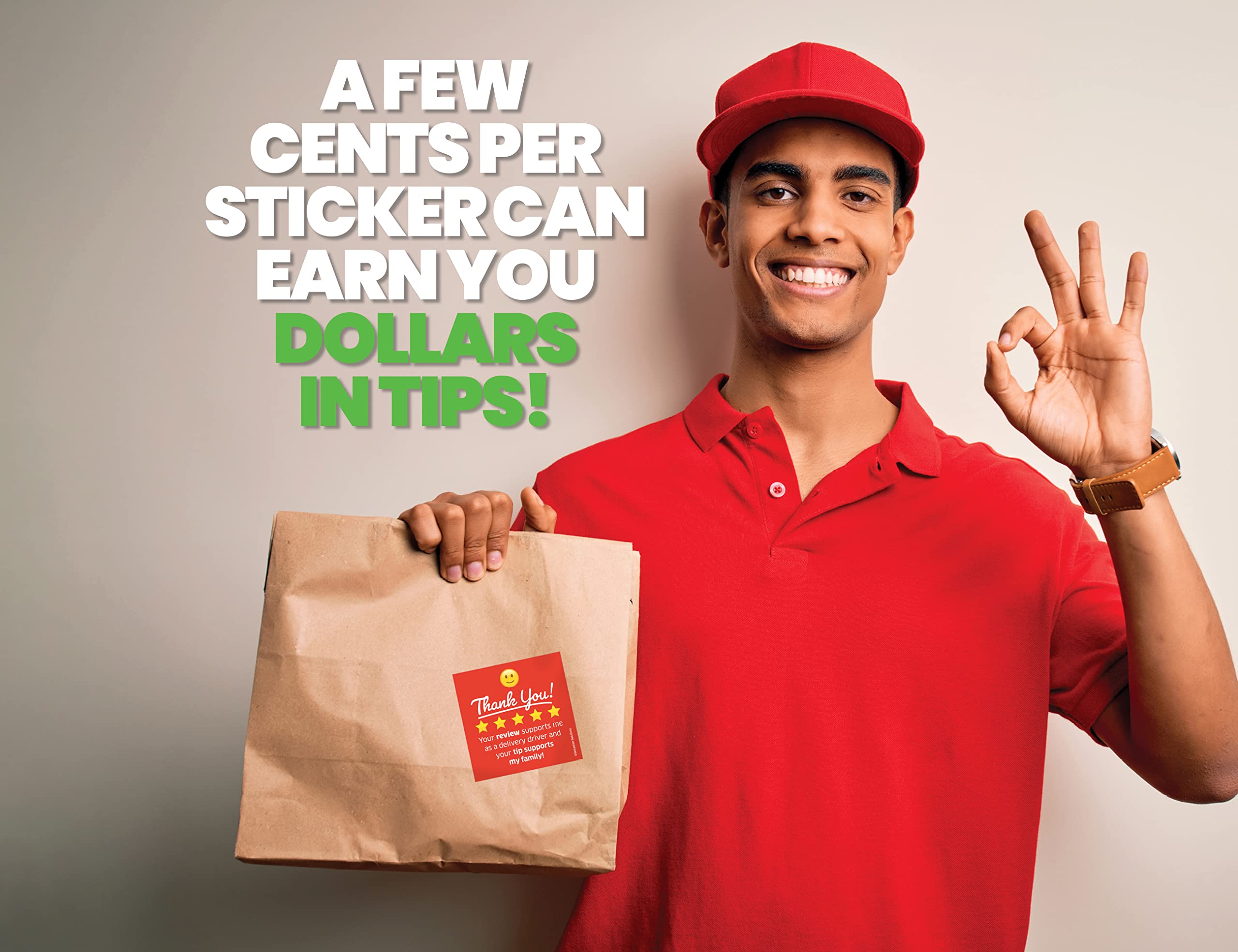 Delivery Driver Bag Seal Stickers – Get 5 Star Reviews and Bigger Tips – Local Delivery, Restaurant Delivery Accessories, Food Driver Accessories, On-Demand Delivery, Grocery Delivery (50)