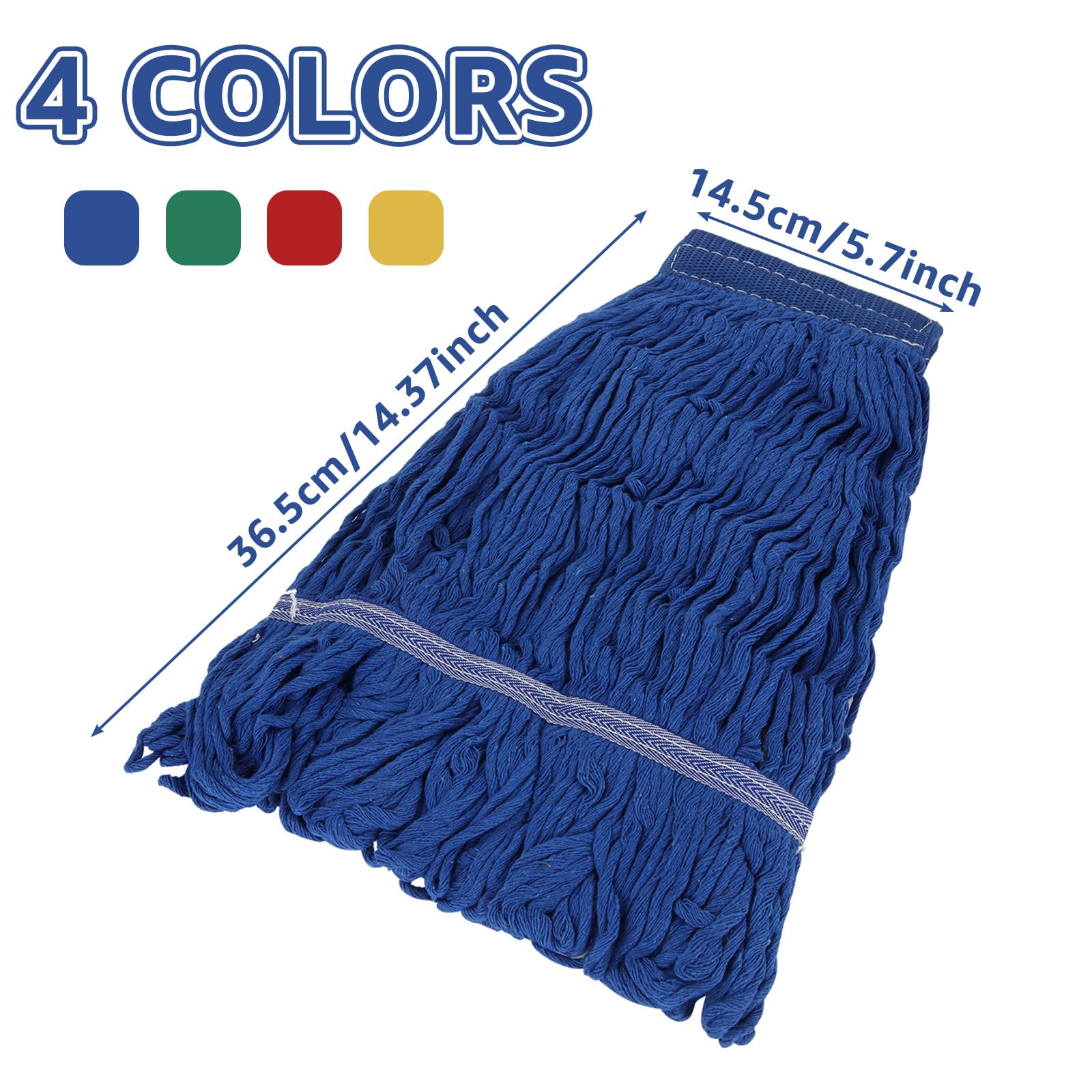 4Pcs Commercial String Mop Head, Loop-End Mop Head Replacement, Heavy Duty Mop Head Refills, Cotton Looped End Wet Cleaning Mop Refill for Home, Industrial and Commercial Use