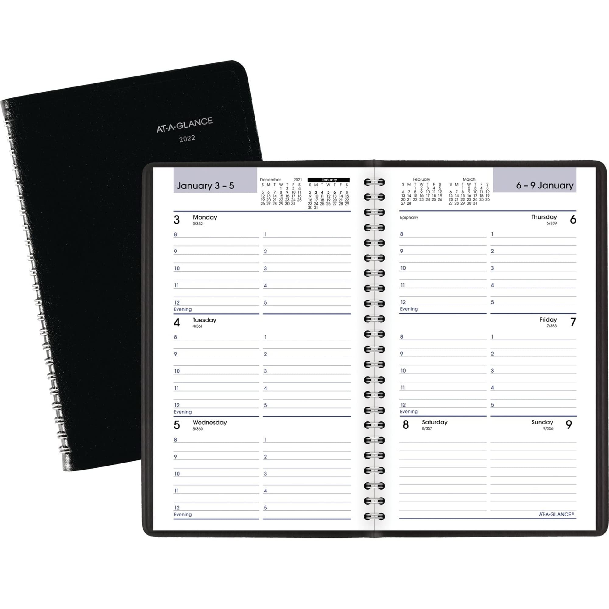 2022 Weekly Appointment Book & Planner by AT-A-GLANCE, 5" x 8", Small, DayMinder, Black (G20000)
