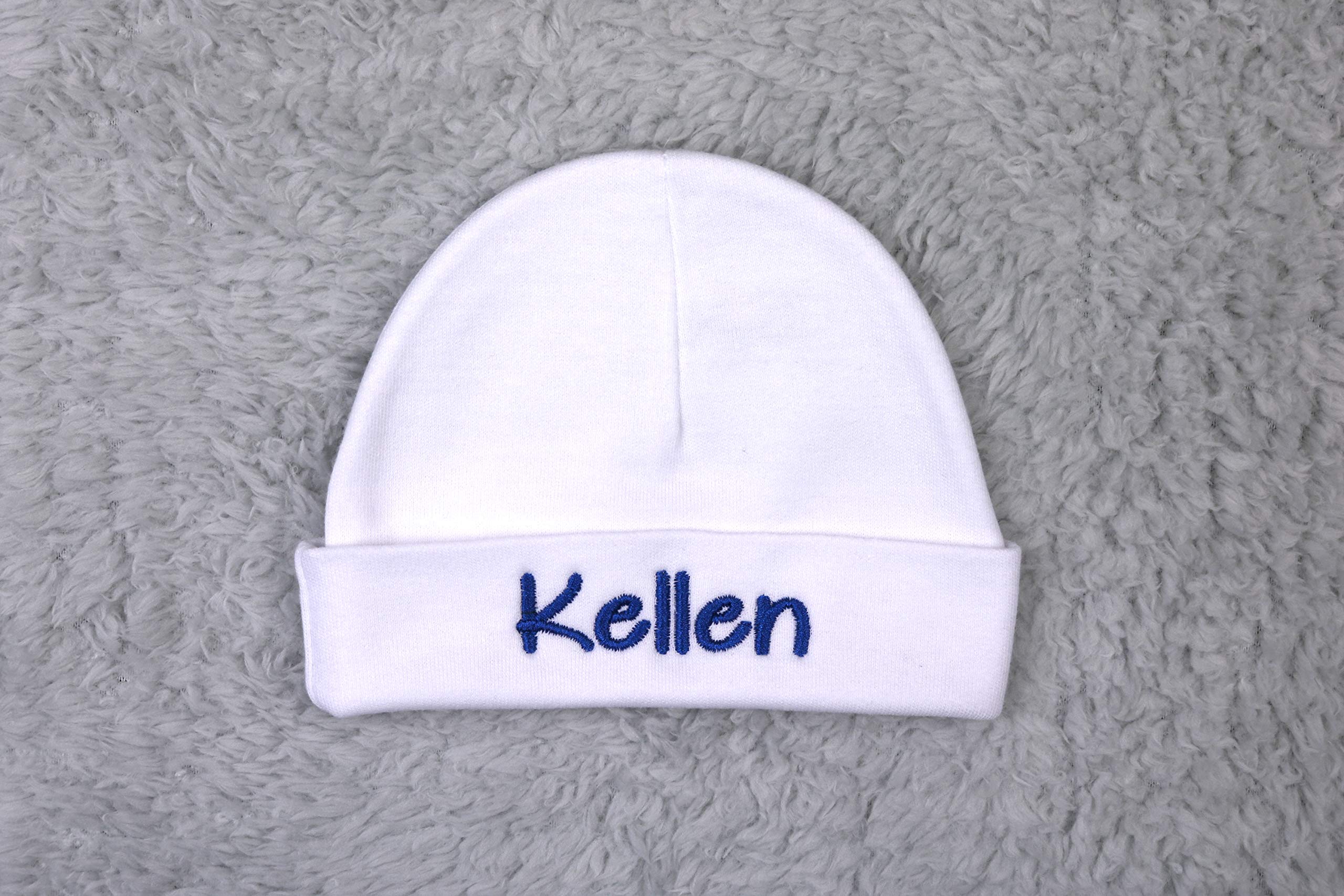 Ava's Miracles Personalized Baby hat for a Baby Girl or Baby boy - Newborn, Preemie, Infant (Newborn) White