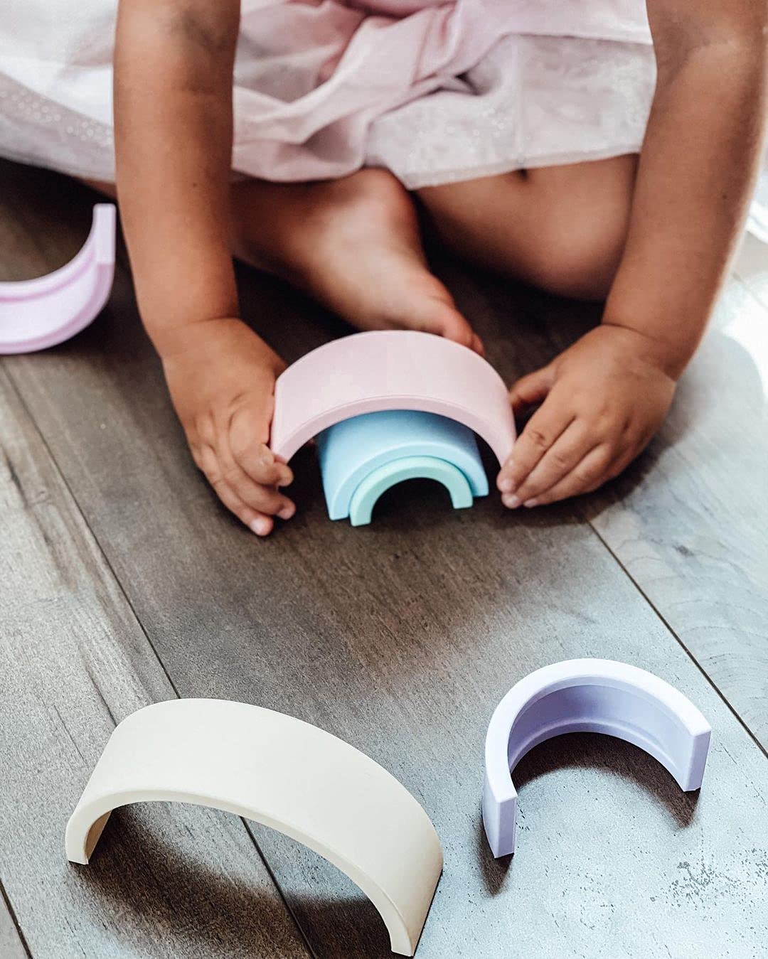 ANPEI Lelolo Silicone Baby to Toddler Rainbow Stacking Toy Silicone | from 0+ Months | Small