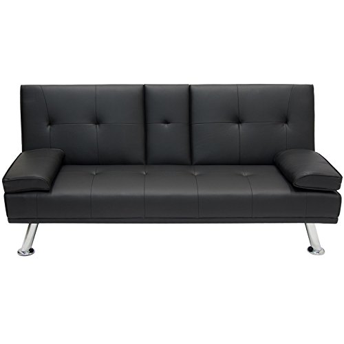BUY JOY Entertainment Furniture Futon Sofa Bed Fold Up Down Recliner Couch Cup Holders