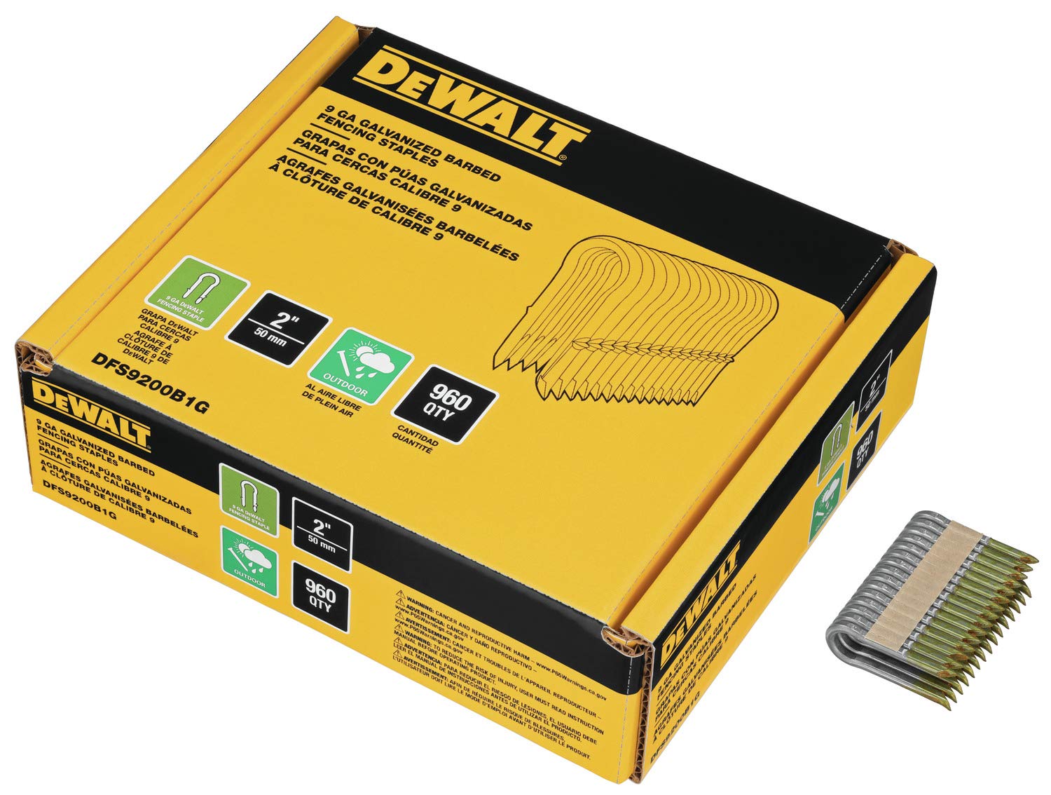 DEWALT DFS9200B1G 2" 9 GA Galvanized Barbed Fencing Staples