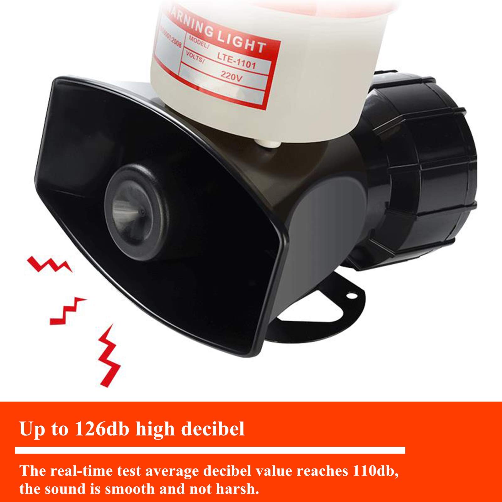 JIAWANSHUN Industrial Sound and Light Alarm Siren Horn with Strobe Outdoor/Indoor AC110V Emergency Flashing Light