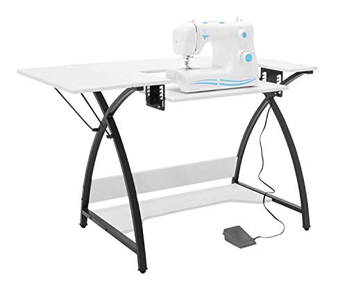 Sew Ready Hobby and Cutting Table - 58.75" W x 36.5" D White Arts and Crafts Table with 2 Mesh Storage Drawers & Studio Designs Sewing Table, 45.5" W x 23.5" D x 30" H, Black/White