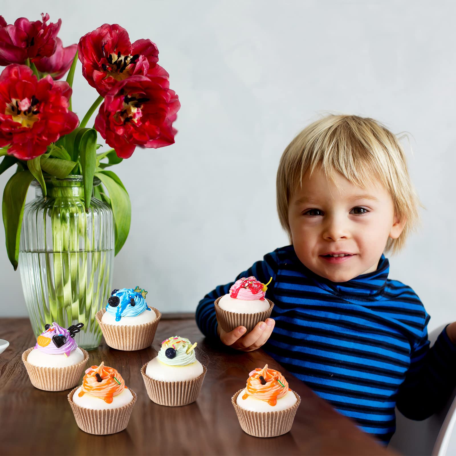 3000 Pieces Cupcake Liner Bulk Grease Proof Baking Cups Standard Natural Paper Muffin Liners Muffin Paper Cups Small Cupcake Wrappers Baking Cups for Candy Cooking Baby Showers Weddings Birthdays