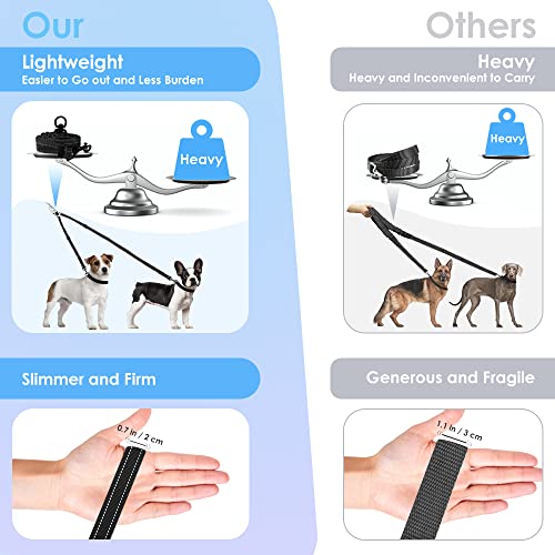 AUTOWT Double Dog Leash, No Tangle 360° Swivel Rotation Reflective Lead Attachment Adjustable Length Dual Two Dog Lead Splitter, Comfortable Shock Absorbing Walking Training for 2 Dogs