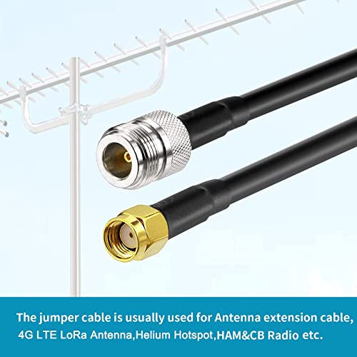 eifagur N Type Female to SMA/RP-SMA Male 20ft RG58 Low Loss Cable Compatible with WiFi 4G LTE Wireless Router Gateway Cellular RTL SDR USB ADS-B Receiver Radio Transmitters LoRa Helium Miner Antenna
