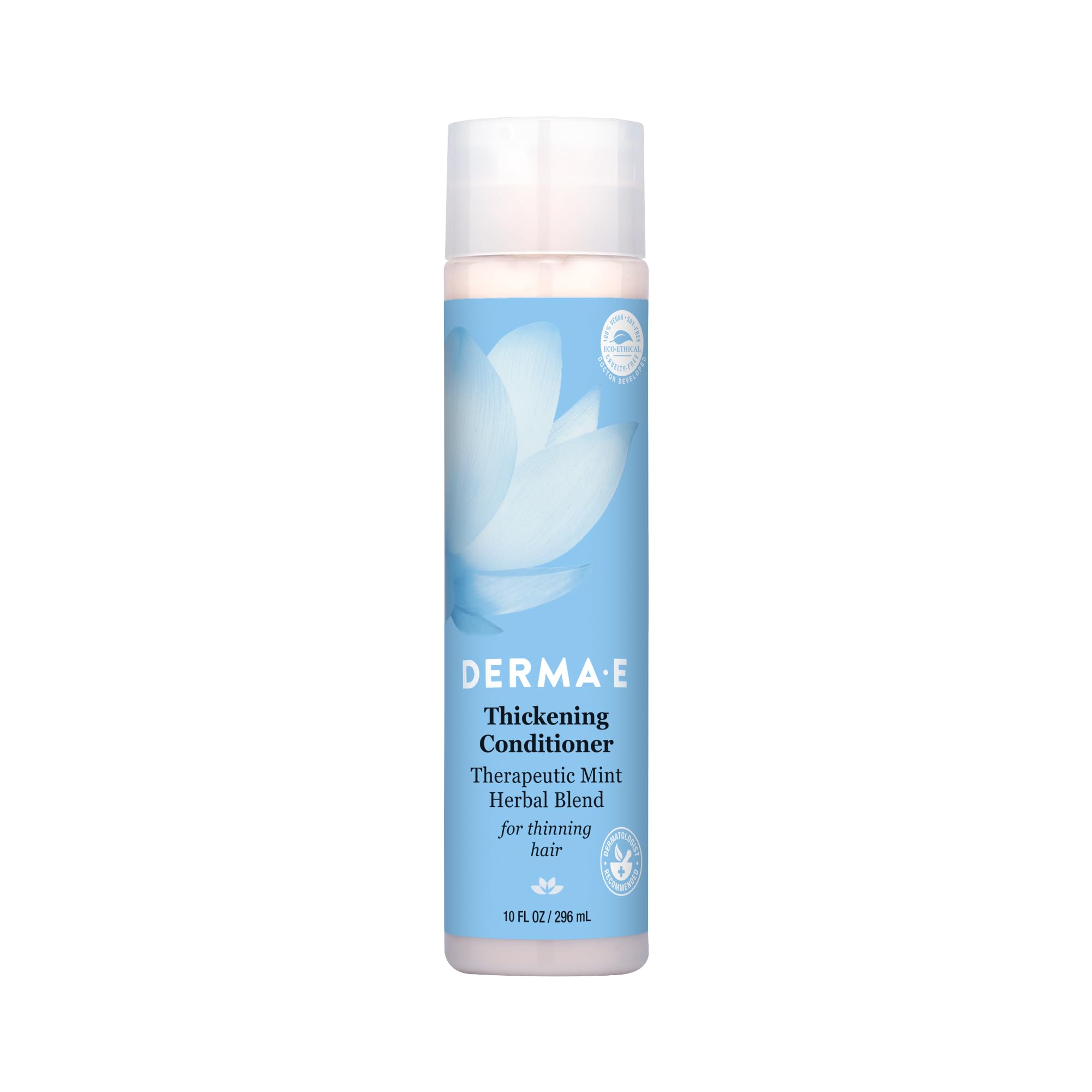 Derma E Thickening Conditioner for Thinning Hair and Natural Growth – Sulfate Free Therapeutic Mint and Herbal Hair Food Conditioner, 10 oz