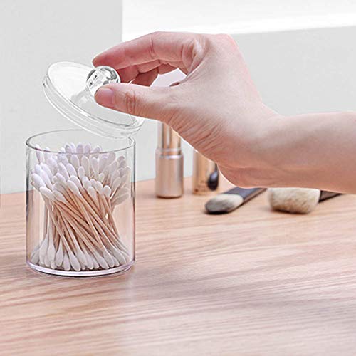 AXX Qtip Dispenser Apothecary Jars Bathroom - Qtip Holder Storage Canister Clear Plastic Jar for Cotton Ball,Cotton Swab,Q-Tips,Cotton Rounds