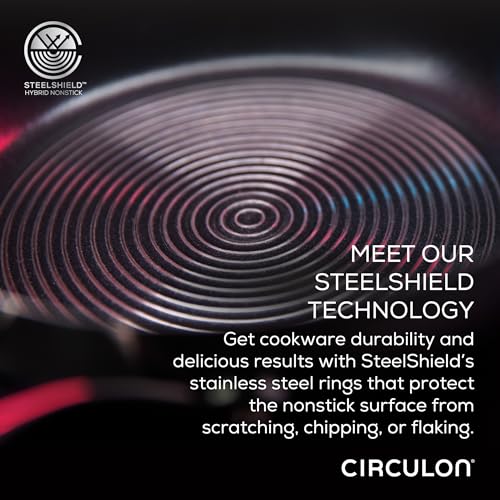 Circulon SteelShield Sauté Pan with Lid and SteelShield Hybrid Stainless and Nonstick Technology, 3 Quart - Stainless Steel
