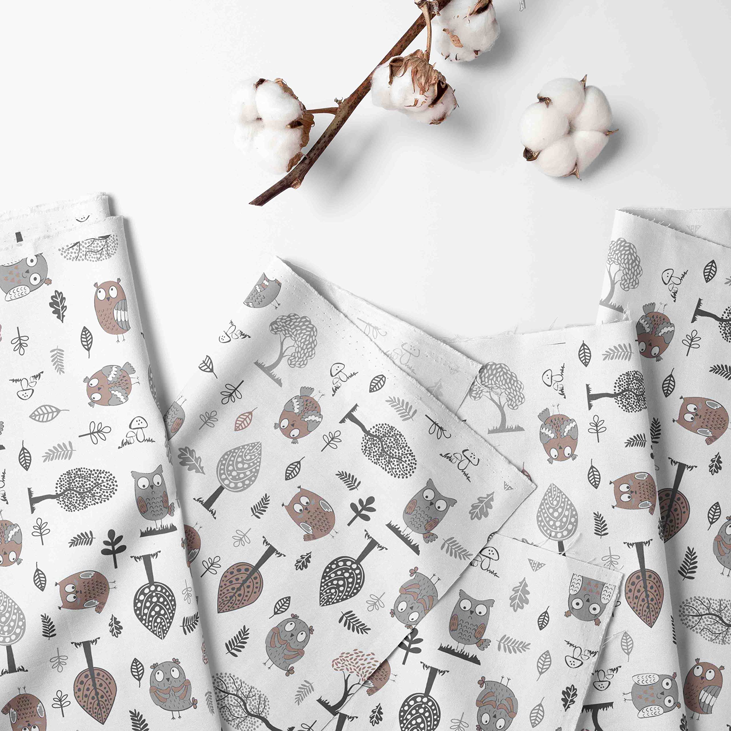 Bacati - 2 Pack Crib Fitted Sheets - Owls Neutral Beige/Grey Soft Breathable 100% Cotton Percale Baby Sheets - Fits Standard 28 x 52 X 5 inches Crib & Toddler Mattresses