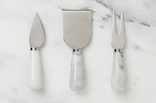 Fox Run Premium 3-Piece White Marble Cheese Knife Set, 1.5 x 4.25 x 6.75 inches