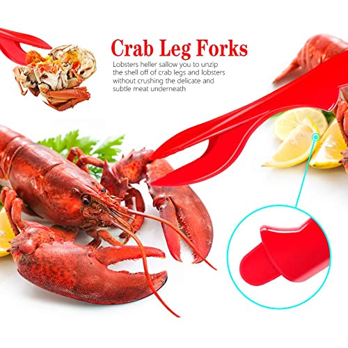 14-piece Seafood Tools Set includes 4 Crab Crackers, 4 Lobster Shell knife, 4 Crab Leg Forks, Seafood Scissors & Storage Bag - Nut Cracker Set