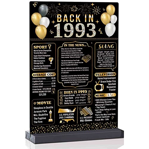 30th Birthday Party Decorations Supplies, 30th Birthday Gifts for 30 Years Old Women Men, Thirty 30th Birthday Decorations for Him Her- Vintage 1993 Birthday Poster Table Sign