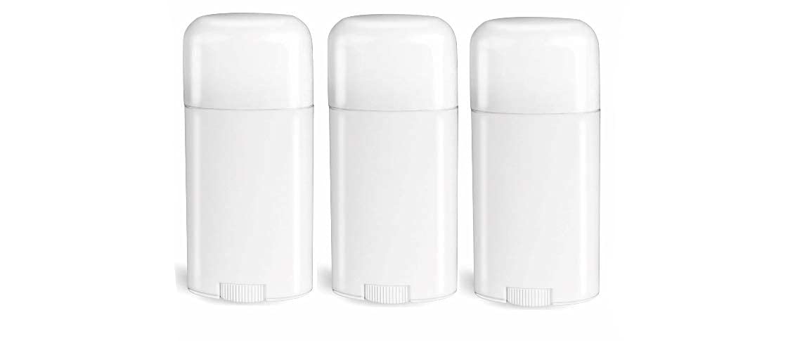 Natural Farms Deodorant Container - Empty - 2.65 Ounce - Twist-Up Refillable Plastic Tube for Deodorants - Cosmetic Crafts - Pack of 3 – Oval Cap