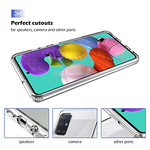 ProCase Galaxy A51 (4G Version) Case Clear 6.5" 2019 Released, Slim Lightweight Crystal Hybrid Bumper Cover, Shock-Proof, Anti-Slip Anti-Scratch Clear Case for Galaxy A51 4G Model SM-A515 –Clear
