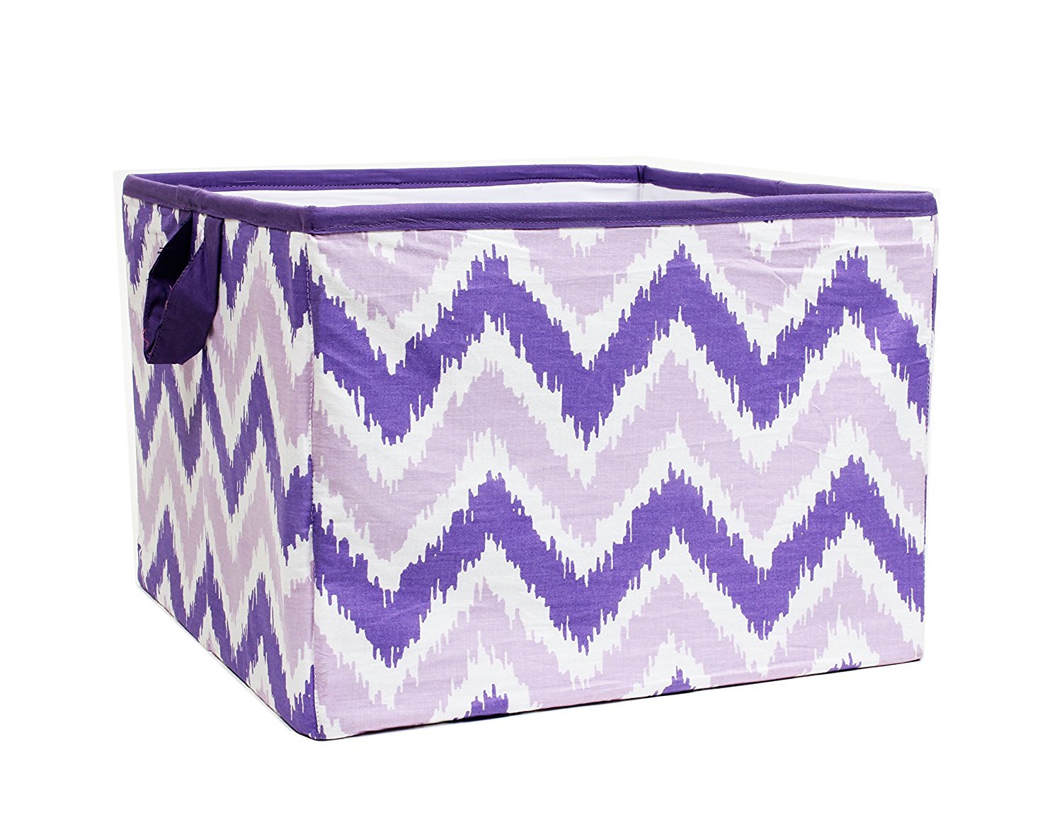 Bacati - Large Storage Tote Mix N Match Ikat Chevron/Dots Purple 14 x 14 x 10 inches