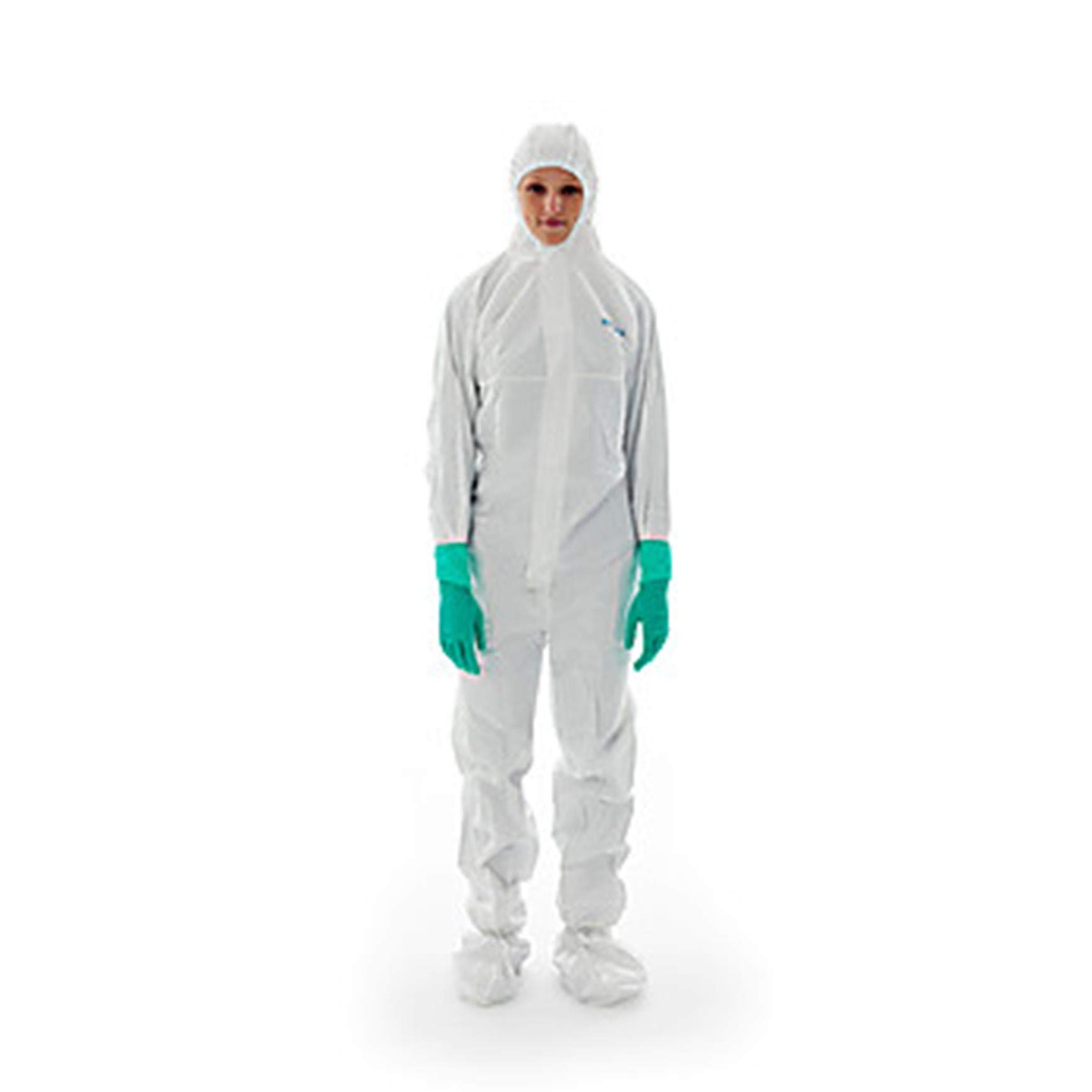 Ansell BDFC-S BioClean Coverall with Hood & Integrated Boot, Anti-Static, White, Non-Sterile, S (Pack of 20)