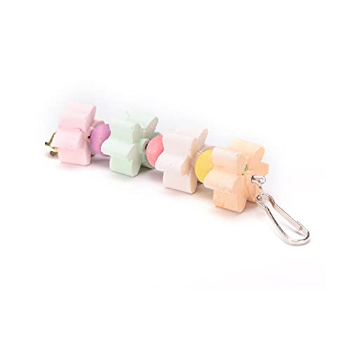 Hamiledyi Parrot Beak Trimmer Calcium Stone,Chinchilla Grinding Teeth Lava Block,Bird Beak Trim Pumice Toy,Mineral Rock Chewing Toys with Bell for Conure,Budgies,Parakeet,Hamster,Rabbit 2-Pcs