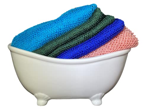 Nature by EJN - Net Bath Sponge, Customized N1 Weave, Long, NKN Naturals, Skin Exfoliation, African, Porous, Stretches to Approximately 49" (Sea Blue)