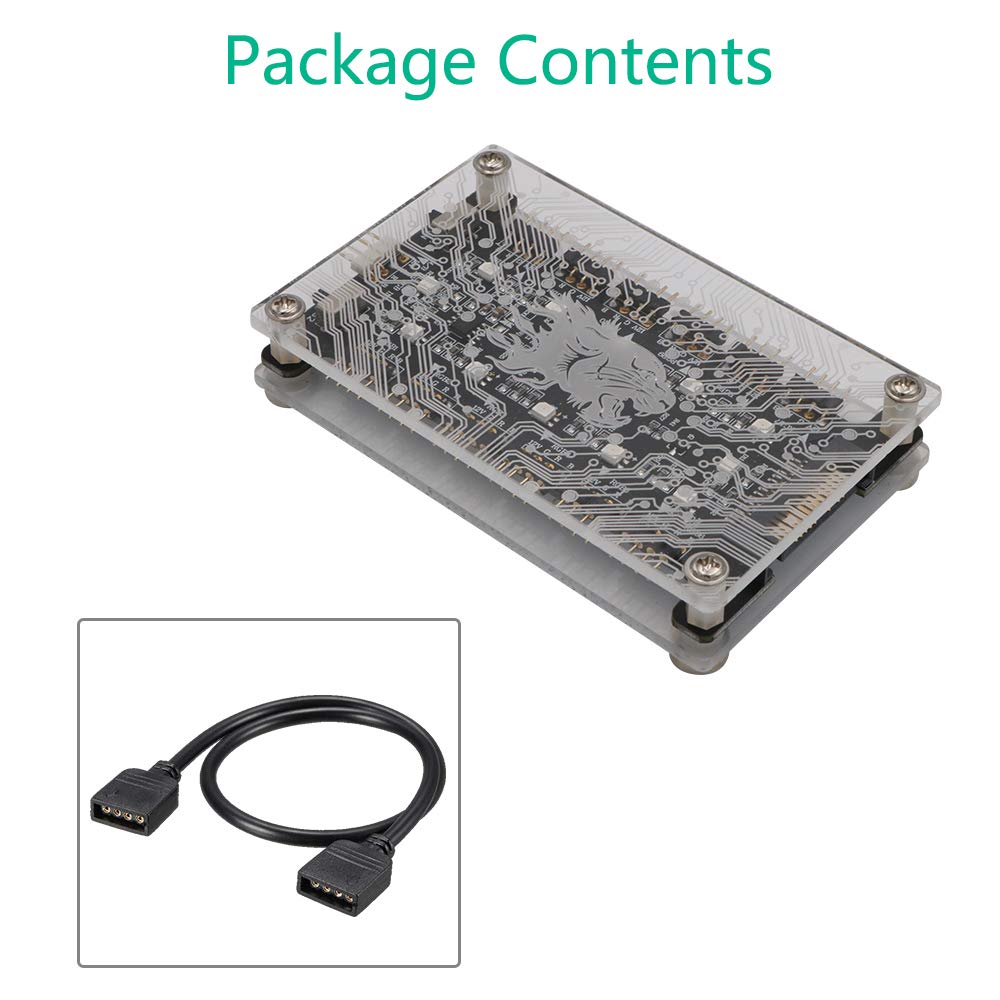 Newest Version 12V RGB Hub with Acrylic Case and Magnetic Standoff for ASUS/MSI 12V 4Pin LED Controller