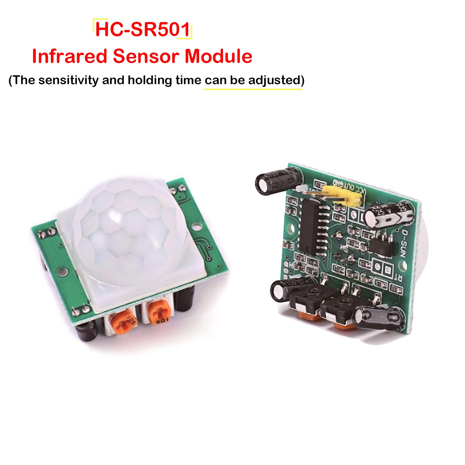 Geekstory 5PCS HC-SR501 PIR Infrared IR Sensor Body Motion Module DC 4.5-20V + 5PCS 5V Electromagnetic Active Buzzer for Arduino Raspberry Pi