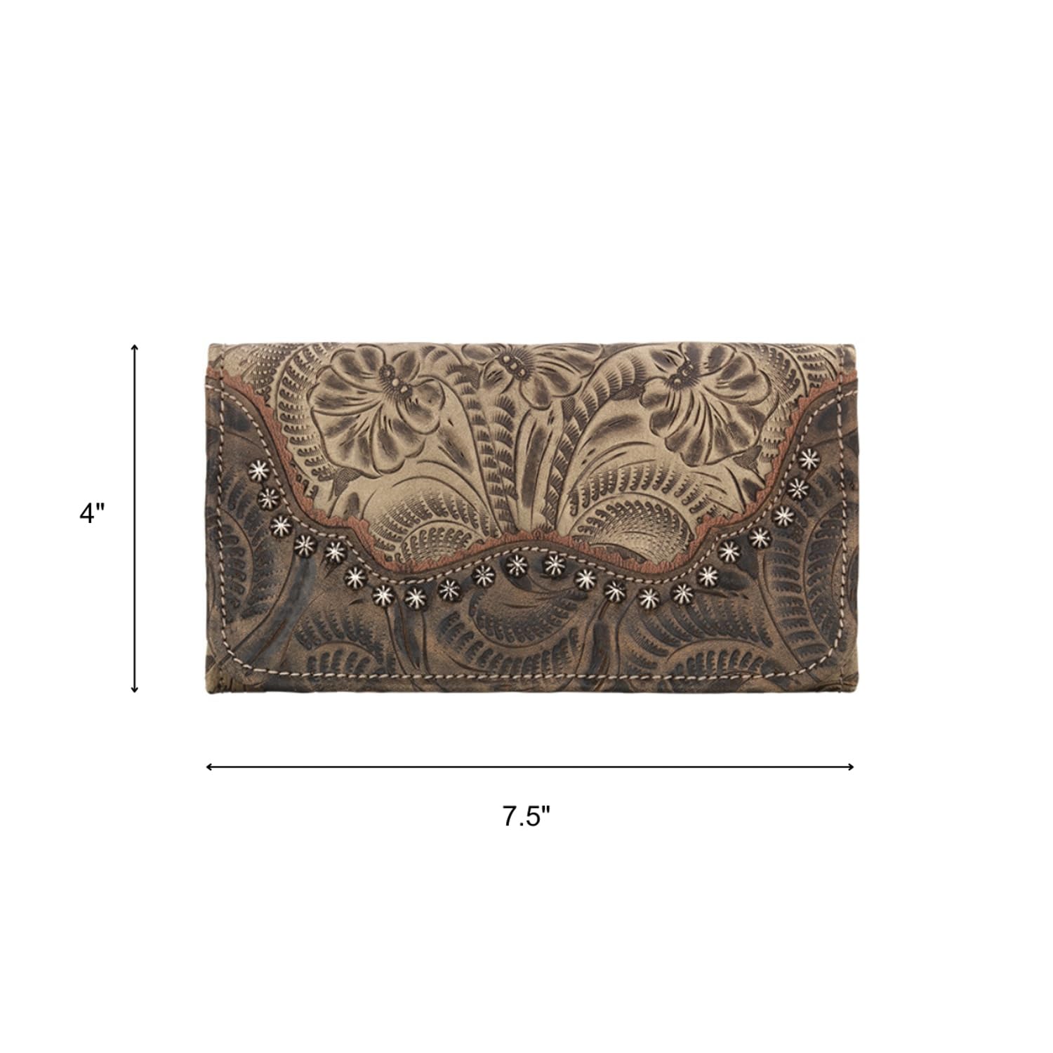 American West Leather Ladies' Annie's Secret Tri-Fold Wallet