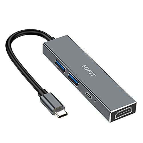 USB C Hub, Type C Multiport Adapter 7 in 1 Aluminum Dongle with 2 USB Ports, 4K HDMI Output, SD/Micro SD Card Reader Compatible for PC Laptops MacBook, More Type C Devices