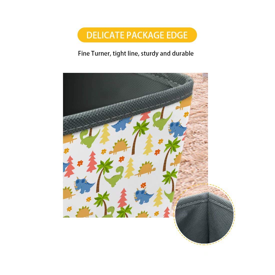 AFPANQZ Storage Bins Cubes Baskets Containers for Home Closet Bedroom Drawers Organizers Foldable 13x13x13 Inches 3D Dinosaur T-rex Print Boys Room Brown