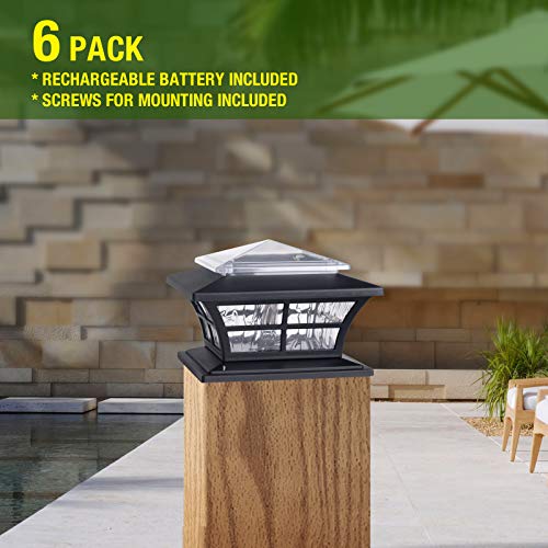 KMC LIGHTING KS4103QTX6 Post Solar Fence Lights Solar Lamp Post Lights Outdoor Solar Post Cap Lights 20 LUMENS fit for 4β Regular Fence Posts or with Included Adaptor fit for Bigger Flat Surface