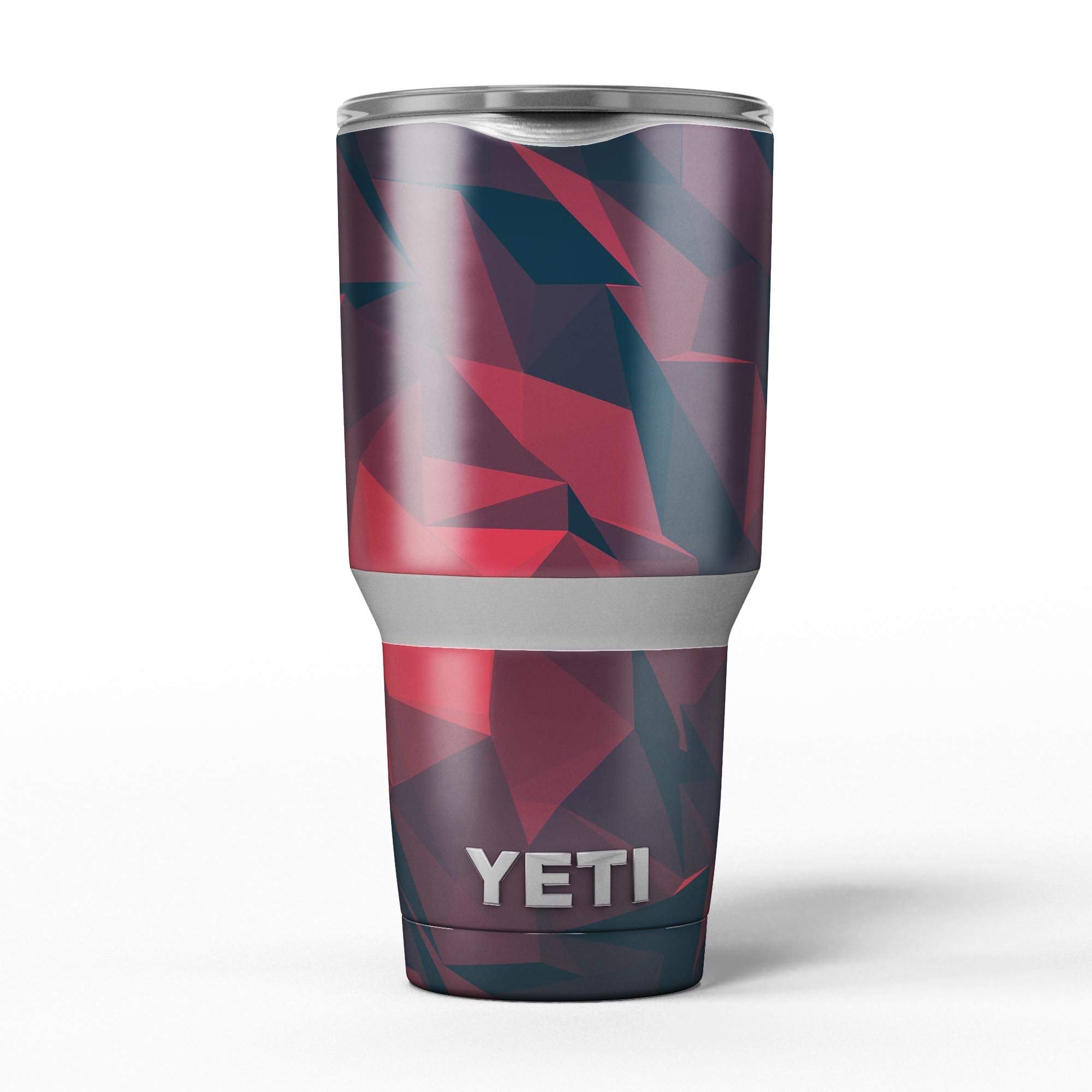 Design Skinz Dark Red Geometric V16 - Skin Decal Vinyl Wrap Kit Compatible with The Yeti Rambler Cooler Tumbler Cups