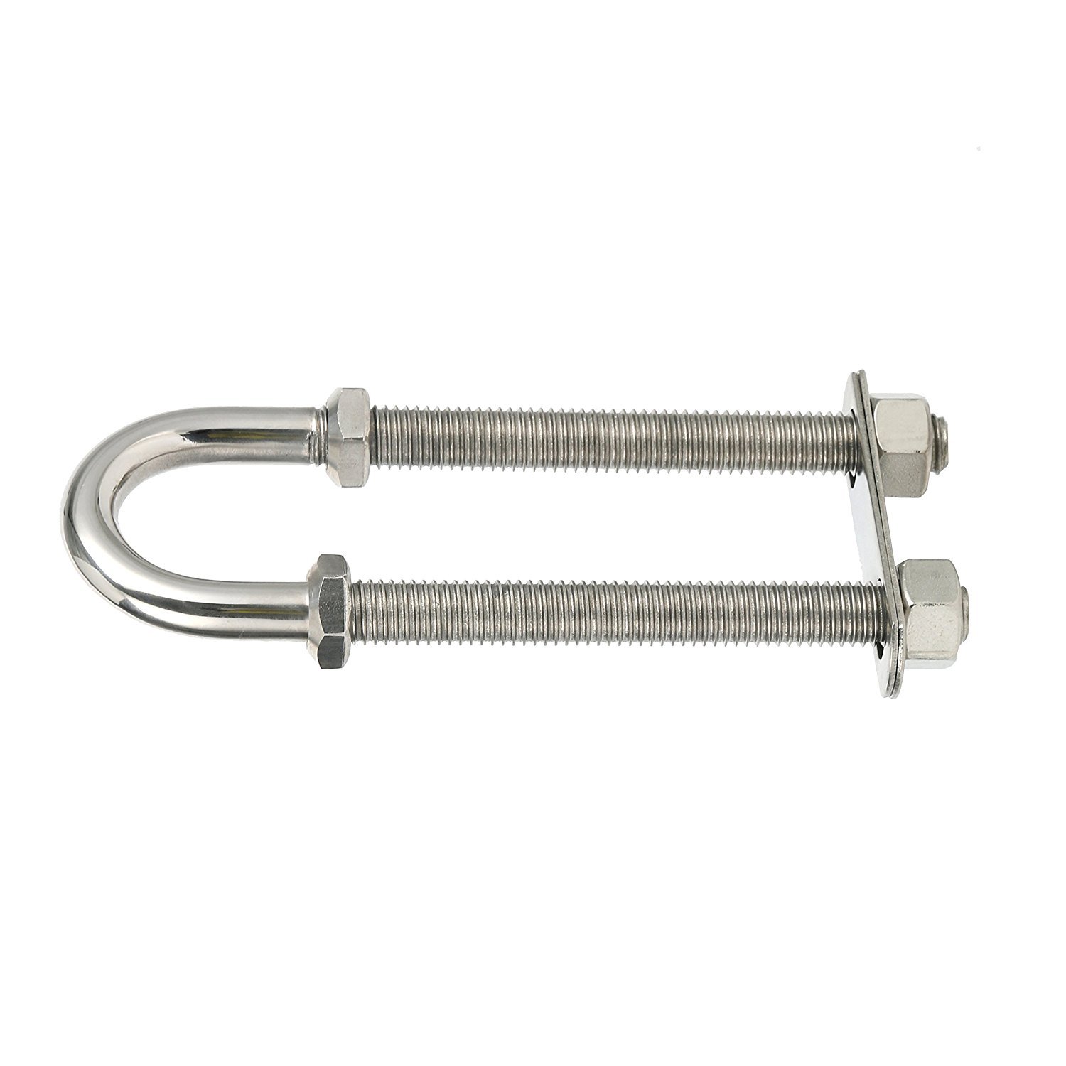 Amarine-made Stainless Steel Marine Boat Stern Bow Eye Tie Down U Bolt (1/2-Inch and 3/8-Inch Optional) (Silver, 3/8" Dia - 2-1/2" Thread Lenght)