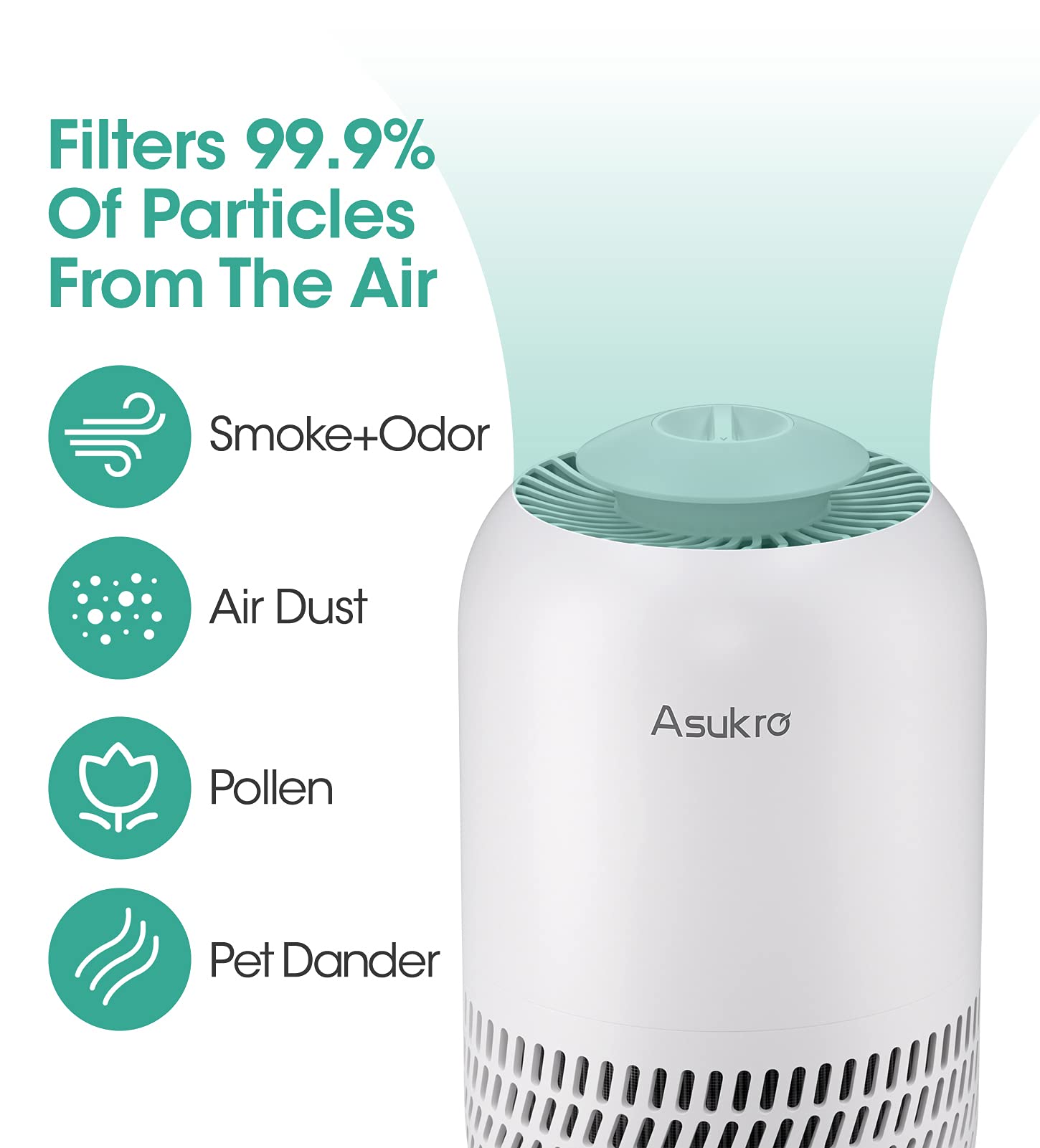 Asukro H13 HEPA Replacement Filters for D-180 Air Purifier, 2 Pack, Model D-180-RF