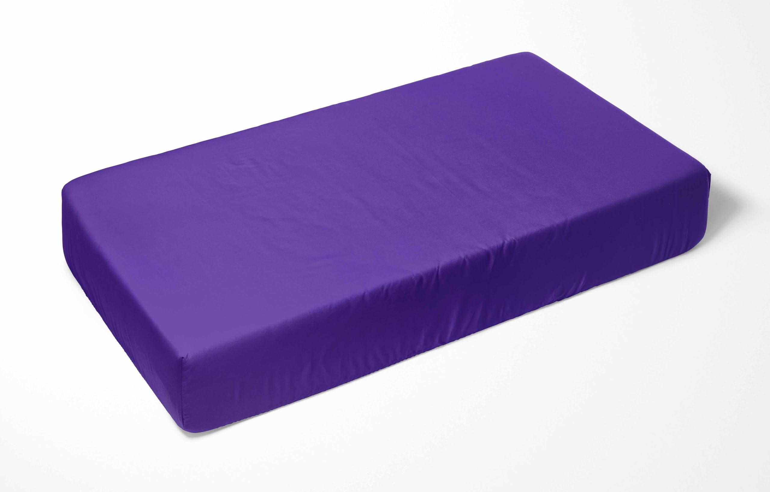 Bacati Solid Purple Fitted Crib Sheet 28" x 52", Soft Breathable Girls 100% Cotton Percale Sheet, Purple, for Girls, Fits US Standard Crib and Toddler Bed mattresses