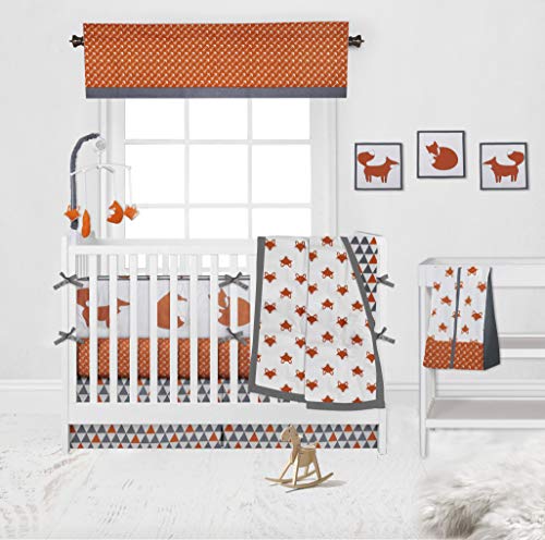 Bacati Triangles 2 Piece Crib Fitted Sheet, Orange/Grey (PFOG2CFS1)