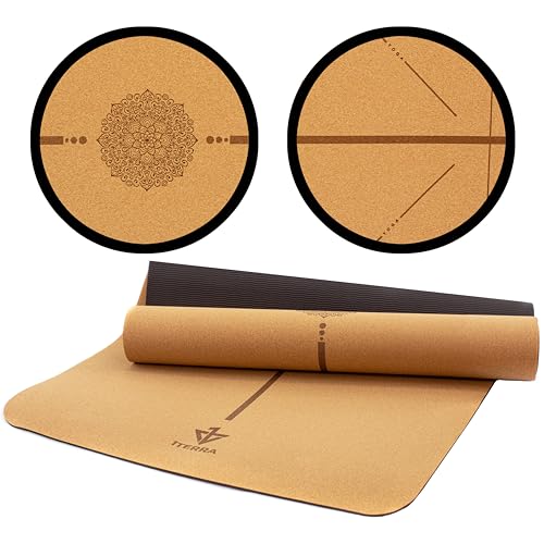 1TERRA Cork Yoga Mat | Durable Sweat Proof Eco-Friendly Exercise Mat with Carrying Strap | 5mm thick (PureAlign)