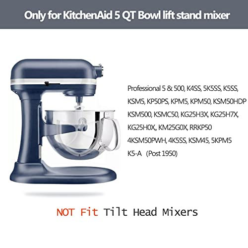 5QT Flex Edge Beater for KitchenAid Bowl-Lift Stand Mixer,5 Quart Flat Beater Paddle Replacement Asseccories Attachments with Flexible Silicone Edge Bowl Scraper