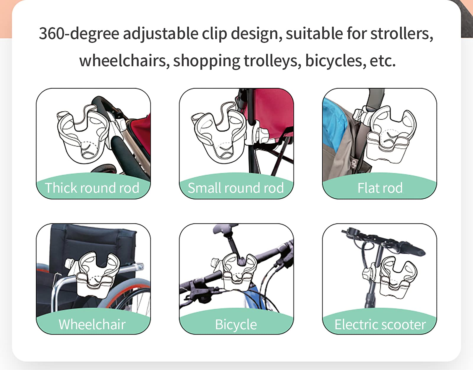YEEJA 2in1 Stroller Accessories Bottle Holder with Phone Holder.Multiple uses Such as Phone Holder for Bike,Bike Cup Holder,Wheelchair Accessories.
