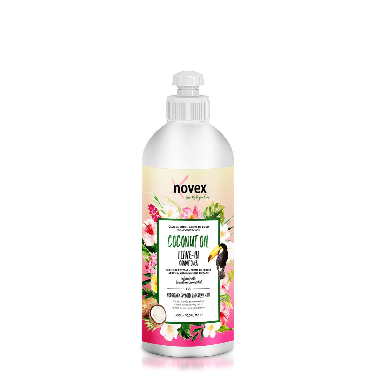 Novex Coconut Oil Leave in Conditioner, Smooth and Sily Hair, White, 10.5 Oz Bottle