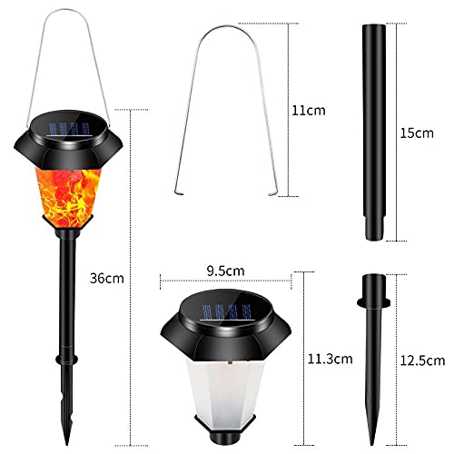 AveyLum Solar Flame Torch Light,Outdoor Solar Flickering Dancing Flame Torch Lights Security Lights Christmas Lights for Garden, PatioYard, Pathway Deco(4 Pack)