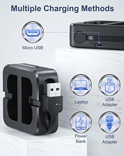 2 Pack Batteries and Charging Station Compatible with Ring, Charger Station for Video Doorbell 2/3/4 Battery, Video Doorbell 3 Plus Battery, Spotlight Cam Battery(Not for Stick Up Cam)