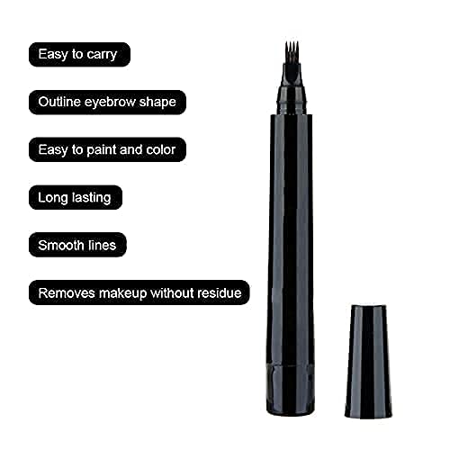 VERONNI Black Beard Thickener Kit with Micro-Fork Tip Applicator and Bristle Brush - Long Lasting Moustache and Eyebrow Filler for Men (Black)