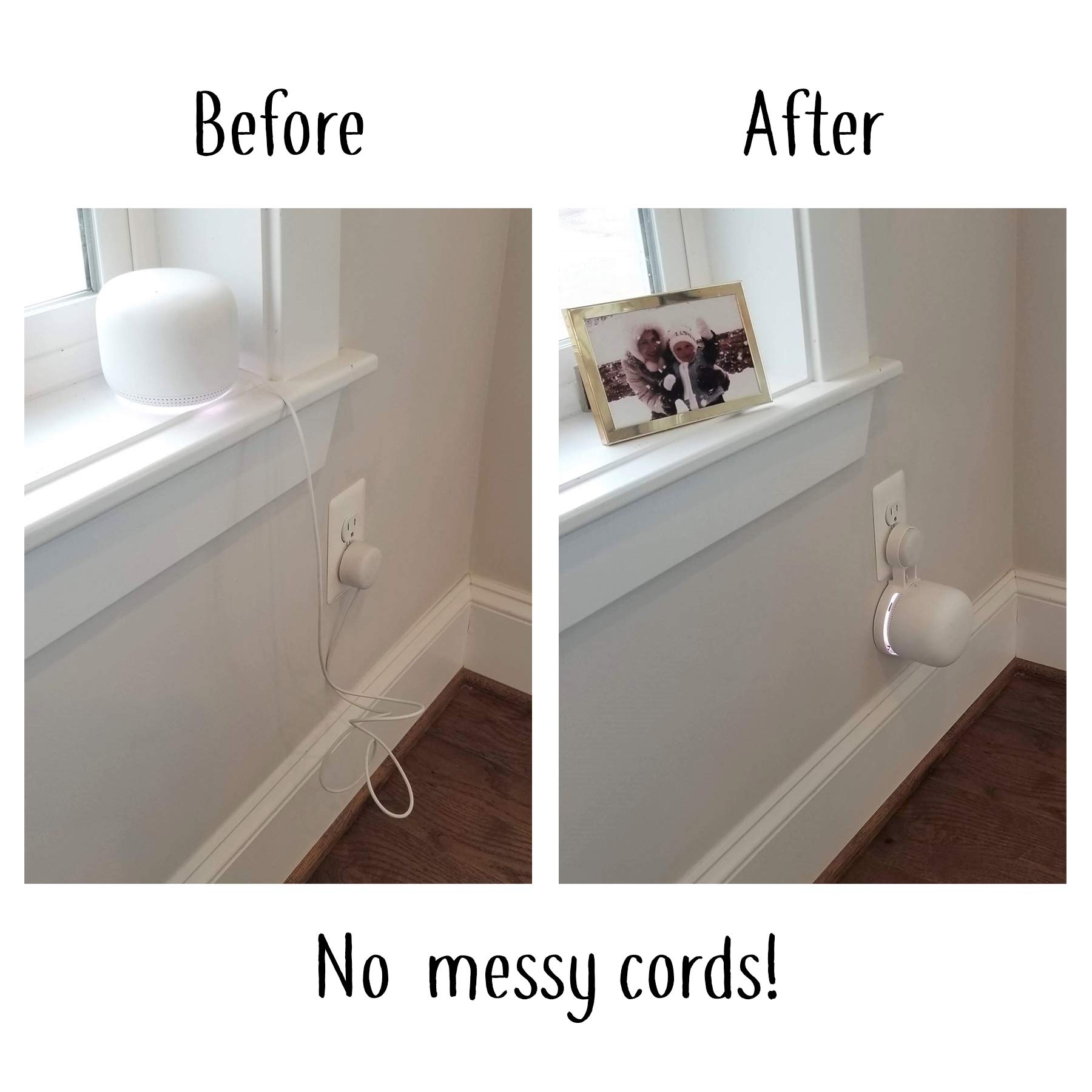 Nest WiFi Point Genie: The Simplest Lowest Profile Outlet Holder Mount for Google Nest WiFi Point | Reinforced Support | Great Sound | Open Access | No Messy Screws! (2-Pack)