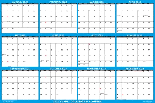 2023 Erasable Calendar, Dry Erase Wall Planner by SwiftGlimpse, 36" x 24", Large, Horizontal, Reversible for Large Planning Space