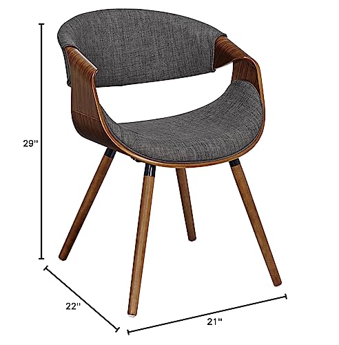 Armen Living Butterfly Dining Chair in Charcoal Fabric and Walnut Wood Finish 22D x 21W x 29H in