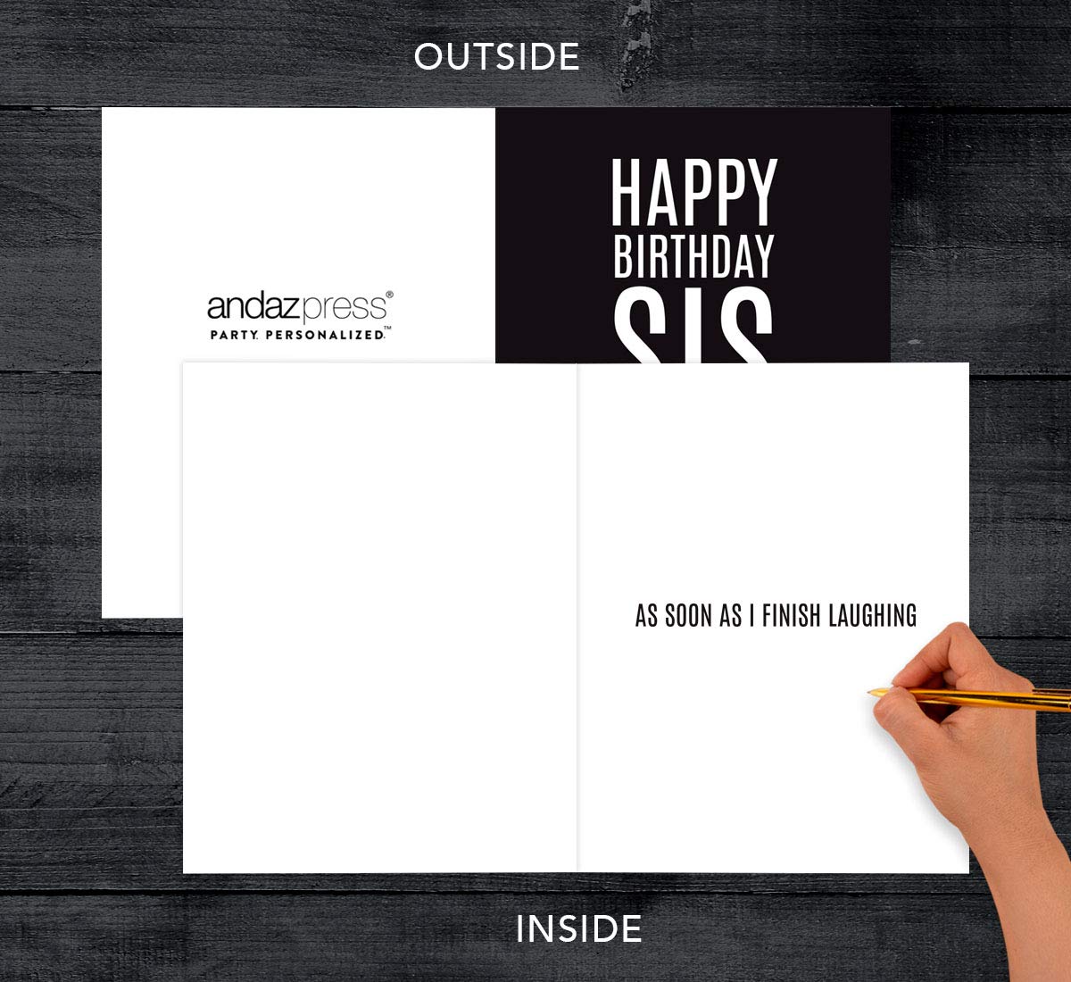 Andaz Press Funny Jumbo Birthday Card With Envelope 8.5 x 11 inch, Greeting Card, Happy Birthday Sis Always Remember That If You Fall I Will Be There To Pick You Up, As Soon As I Finish Laughing
