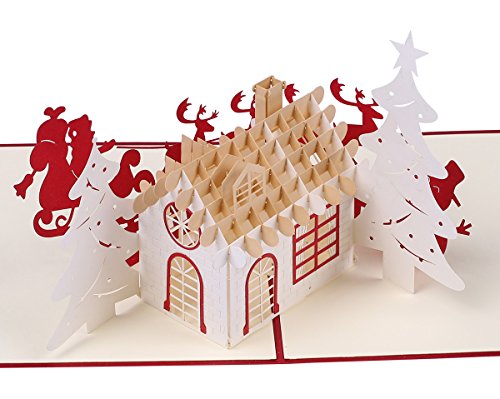 Bluboon 3D Greeting Christmas Cards Papercraft 7 Pack Holiday Birthday Pop Up Cards Gift